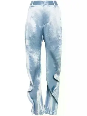 Y/project Ruffled Satin Trousers - Blue