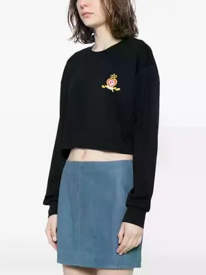 GROUND ZERO Cropped Logo Print Sweatshirt - Black