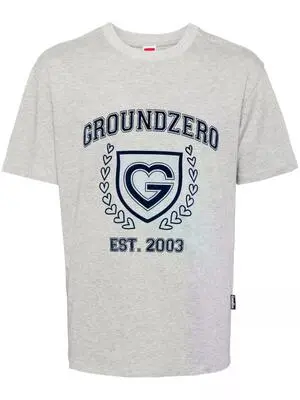 GROUND ZERO Logo Print Cotton T-shirt - Grey