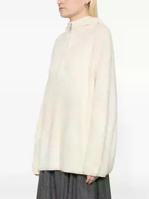 B+AB Hooded Sweater With Half Zip Fastening - White