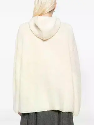 B+AB Hooded Sweater With Half Zip Fastening - White