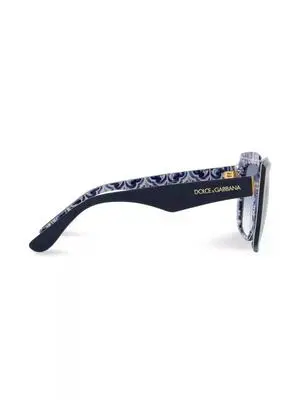 Dolce & Gabbana Oversized Square Frame Sunglasses With Logo Print - Blue