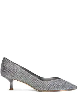 STUART WEITZMAN Eva Glitter Kitten Heel Pumps - Silver