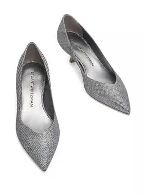 STUART WEITZMAN Eva Glitter Kitten Heel Pumps
