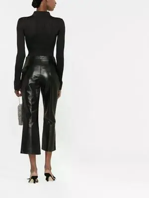 Saint Laurent Pleated Leather Trousers - Black