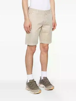 Jacob Cohen Light Beige Herringbone Cotton-linen Blend Shorts