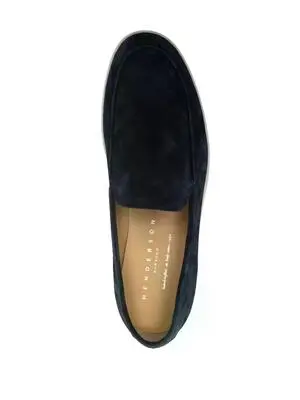 HENDERSON BARACCO Suede Loafers With Embroidered Logo - Blue