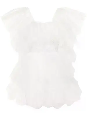 LOULOU Floral-embroidered Tulle Minidress - White