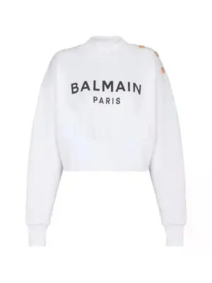 Balmain Logo Print Cropped Sweatshirt