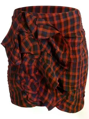 Bally Checked Ruched Mini Skirt - Red