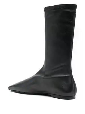 TOTEME Leather Sock Boots - Black