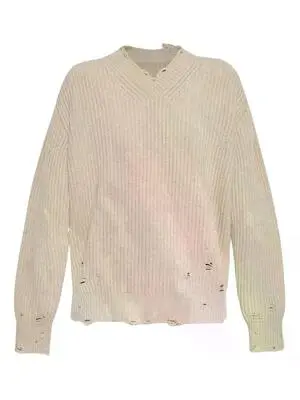 MAISON MARGIELA Distressed Ribbed V-neck Sweater