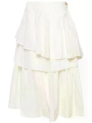 SHANSHAN RUAN Ruffled Tulle Overlay Skirt - Neutrals