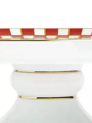 La DoubleJ Geometric-print Porcelain Cake Stand - Orange