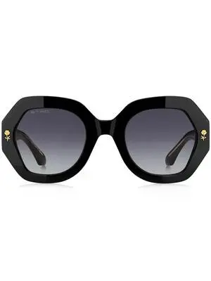 Etro Oversized Acetate Sunglasses With Floral Motif - Black
