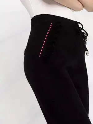 Max & Moi Frayed Contrast-stitch Trousers