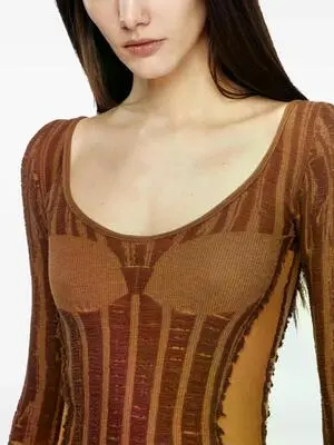 DIESEL® Long-sleeve Scoop Neck Top - Brown