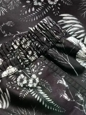 Sunspel Leaf-print Swim Shorts - Black