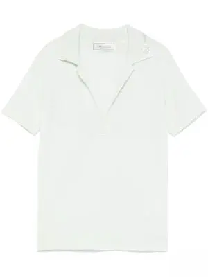 Blumarine Logo-appliqué V-neck Polo Top - Green