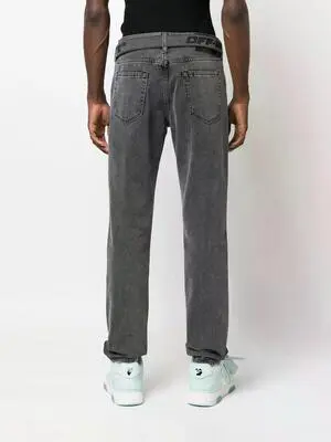 Off-White Belted Straight-leg Jeans