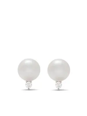 TASAKI 18kt White Gold Akoya Pearl And Diamond Earrings - Silver