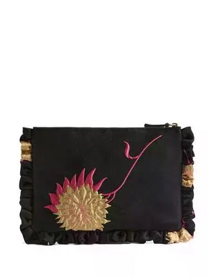 La DoubleJ Floral-pattern Clutch Bag - Black