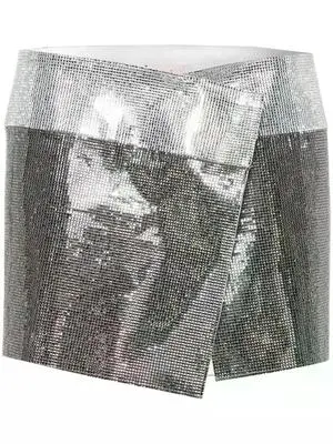 NUE Rhinestone Embellished Mini Skirt - Silver