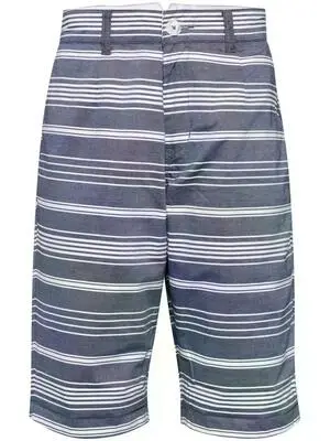 PRIVATE STOCK LABS The Reign Striped Cotton Shorts - Blue