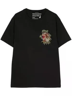 MAHARISHI Tiger-embroidered Organic Cotton T-shirt - Black