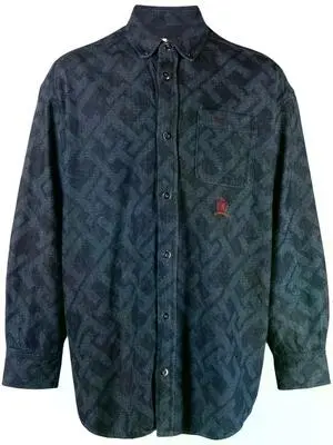 Tommy Hilfiger Monogram Jacquard Denim Shirt - Blue