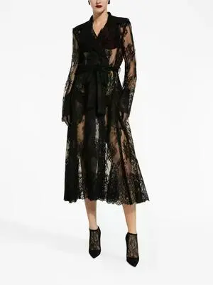 Dolce & Gabbana Lace Panel Long Sleeve Coat