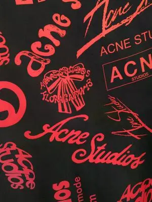 Acne Studios Logo-print Silk Scarf - Black