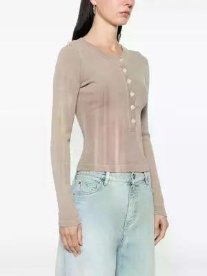 Citizens Of Humanity Varra Ribbed Long-sleeve Top - Neutrals