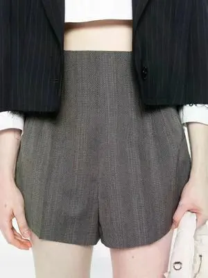 Prada Virgin Wool Pleated Shorts