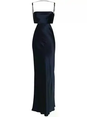 Michelle Mason Plunge Back Silk Dress - Blue