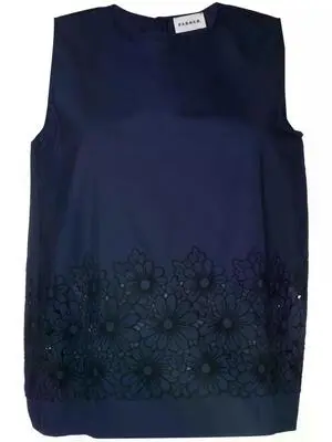 P.a.r.o.s.h Navy Cotton Cut-out Detail Top - Blue