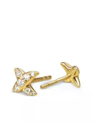 David Yurman 18kt Yellow Gold Crossover Diamond Stud Earrings