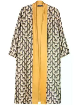 Lorena Antoniazzi Geometric-pattern Midi Silk Kaftan - Neutrals