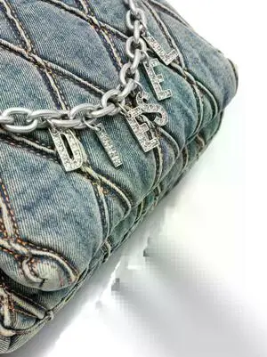 DIESEL® Charm-d Quilted Denim Shoulder Bag - Blue