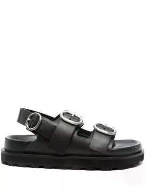 JIL SANDER Leather Buckled Flat Sandals