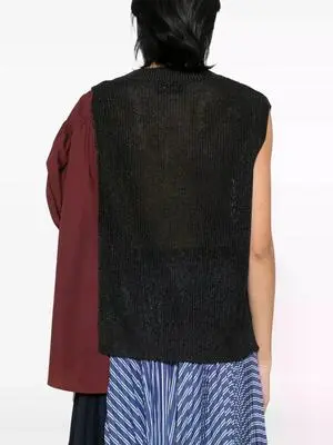 Kolor V-neck Jumper With Panelled Design - Black