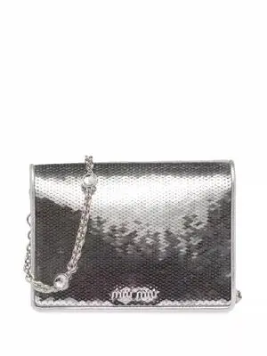 Miu Miu Sequin Embellished Leather Shoulder Bag