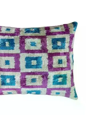 LES-OTTOMANS Geometric-print Velvet Cushion