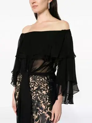 GEMY MAALOUF Bardot Neckline Sheer Long Top