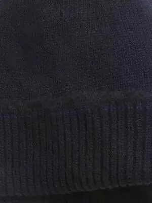 BARRIE Shearling Trimmed Cashmere Beanie - Blue