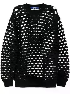 Junya Watanabe Laser Cut Detail Crew Neck Jumper - Black