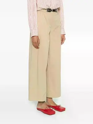 Maje Wide-leg Poplin Trousers - Neutrals