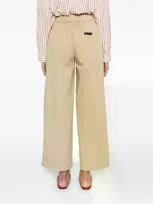 Maje Wide-leg Poplin Trousers - Neutrals