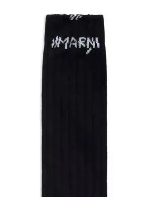 Marni Ribbed Cotton Socks With Mending-embroidery