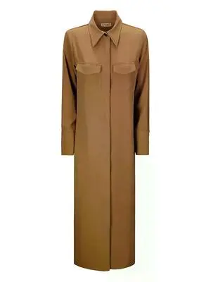 Alberto Biani Long Button-up Shirt Dress - Brown